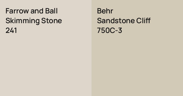 Farrow and Ball Skimming Stone vs. Behr Sandstone Cliff comparison