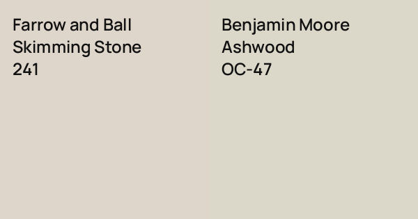 Farrow and Ball Skimming Stone vs. Benjamin Moore Ashwood comparison