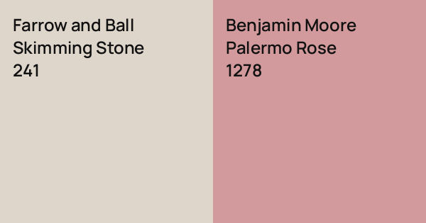 Farrow and Ball Skimming Stone vs. Benjamin Moore Palermo Rose comparison