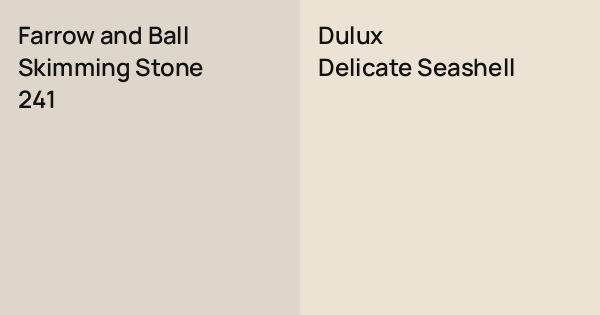 Farrow and Ball Skimming Stone vs. Dulux Delicate Seashell comparison