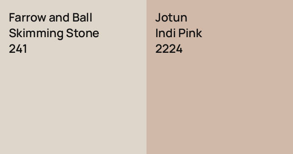 Farrow and Ball Skimming Stone vs. Jotun Indi Pink comparison