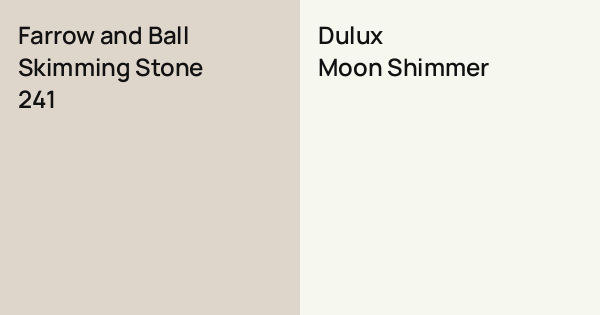 Farrow and Ball Skimming Stone vs. Dulux Moon Shimmer comparison