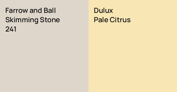 Farrow and Ball Skimming Stone vs. Dulux Pale Citrus comparison