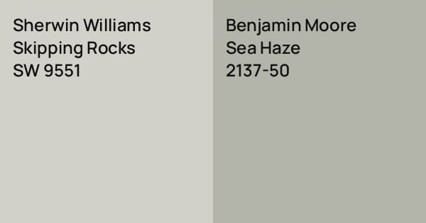 Sherwin Williams Skipping Rocks vs. Benjamin Moore Sea Haze comparison