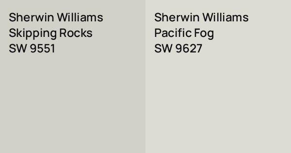 Sherwin Williams Skipping Rocks vs. Sherwin Williams Pacific Fog comparison