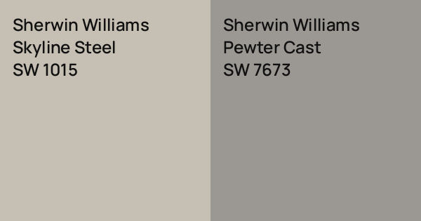 Sherwin Williams Skyline Steel vs. Sherwin Williams Pewter Cast comparison