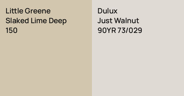 Little Greene Slaked Lime Deep vs. Dulux Just Walnut comparison