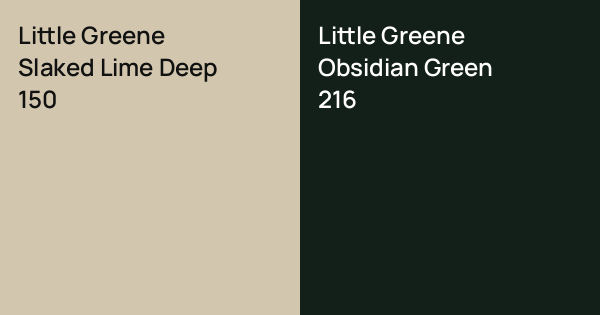 Little Greene Slaked Lime Deep vs. Little Greene Obsidian Green comparison