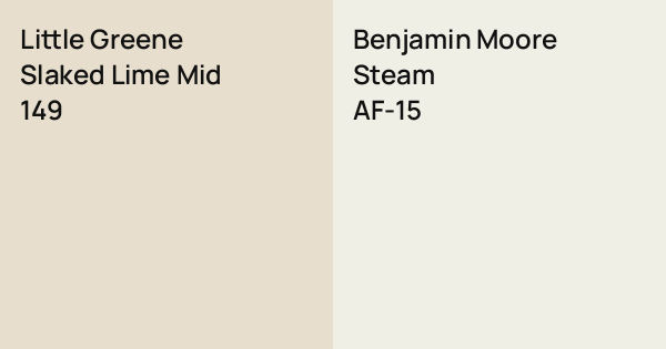 Little Greene Slaked Lime Mid vs. Benjamin Moore Steam comparison