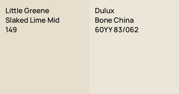 Little Greene Slaked Lime Mid vs. Dulux Bone China comparison