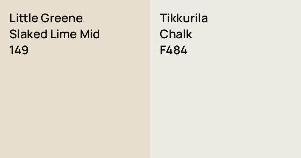 Little Greene Slaked Lime Mid vs. Tikkurila Chalk comparison