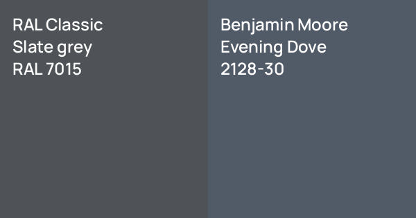 RAL Classic Slate grey vs. Benjamin Moore Evening Dove comparison