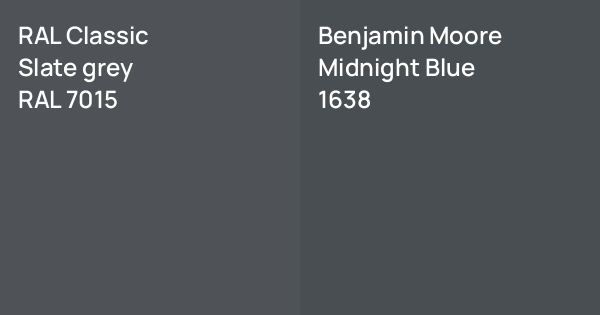 RAL Classic Slate grey vs. Benjamin Moore Midnight Blue comparison