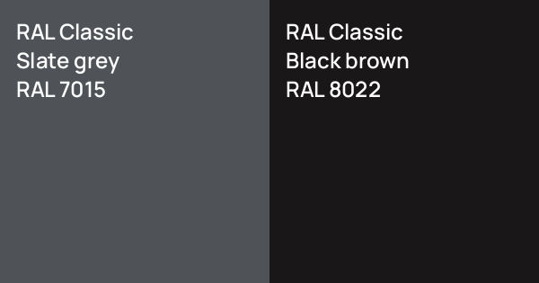 RAL Classic Slate grey vs. RAL Classic Black brown comparison