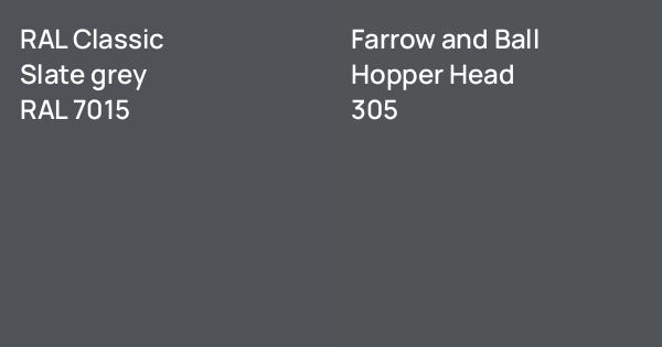 RAL Classic Slate grey vs. Farrow and Ball Hopper Head comparison