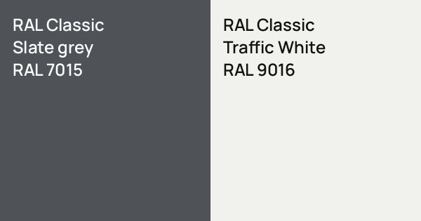 RAL Classic Slate grey vs. RAL Classic Traffic White comparison