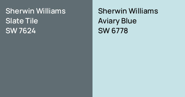 Sherwin Williams Slate Tile vs. Sherwin Williams Aviary Blue comparison