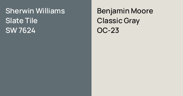 Sherwin Williams Slate Tile vs. Benjamin Moore Classic Gray comparison