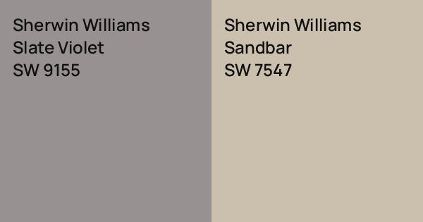Sherwin Williams Slate Violet vs. Sherwin Williams Sandbar comparison