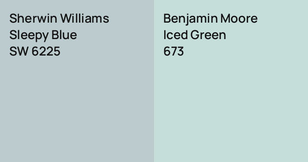 Sherwin Williams Sleepy Blue vs. Benjamin Moore Iced Green comparison