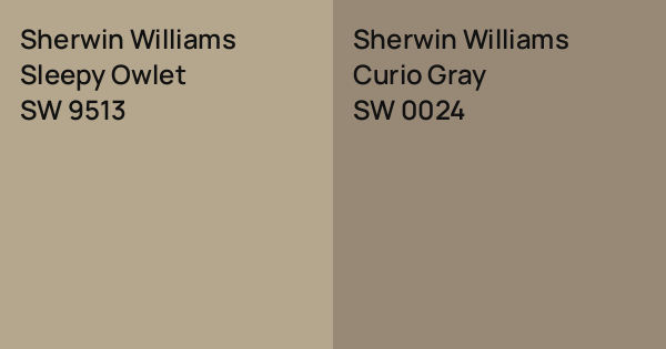 Sherwin Williams Sleepy Owlet vs. Sherwin Williams Curio Gray comparison
