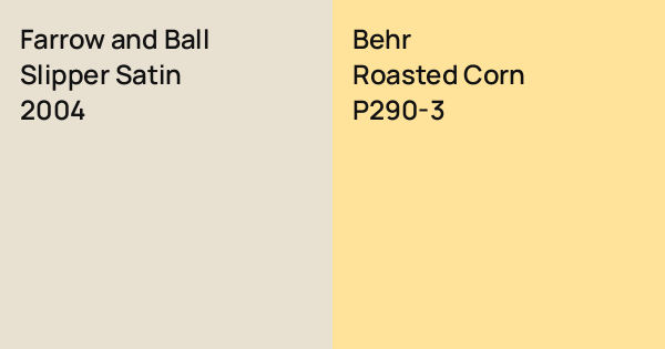 Farrow and Ball Slipper Satin vs. Behr Roasted Corn comparison