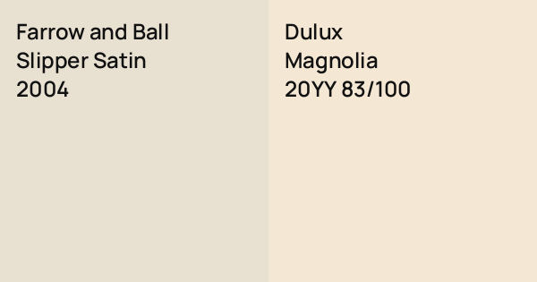 Farrow and Ball Slipper Satin vs. Dulux Magnolia comparison