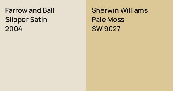 Farrow and Ball Slipper Satin vs. Sherwin Williams Pale Moss comparison