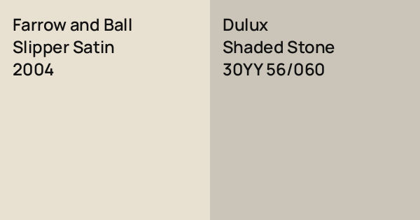 Farrow and Ball Slipper Satin vs. Dulux Shaded Stone comparison