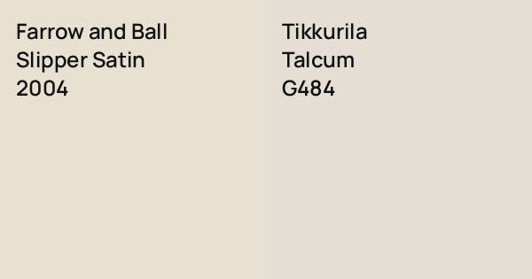 Farrow and Ball Slipper Satin vs. Tikkurila Talcum comparison