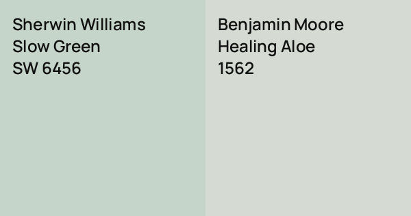 Sherwin Williams Slow Green vs. Benjamin Moore Healing Aloe comparison