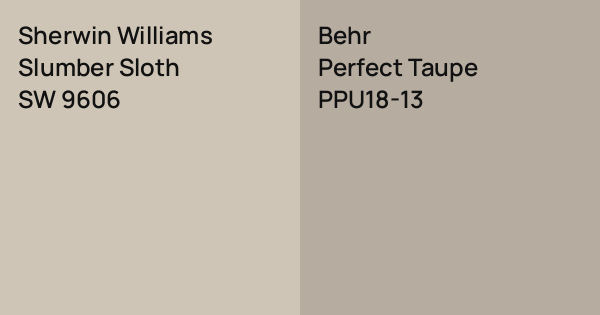 Sherwin Williams Slumber Sloth vs. Behr Perfect Taupe comparison