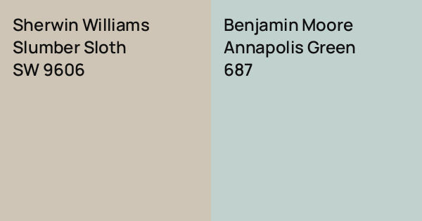 Sherwin Williams Slumber Sloth vs. Benjamin Moore Annapolis Green ...
