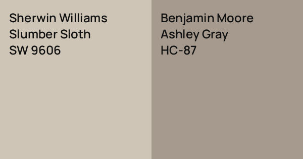 Sherwin Williams Slumber Sloth vs. Benjamin Moore Ashley Gray comparison