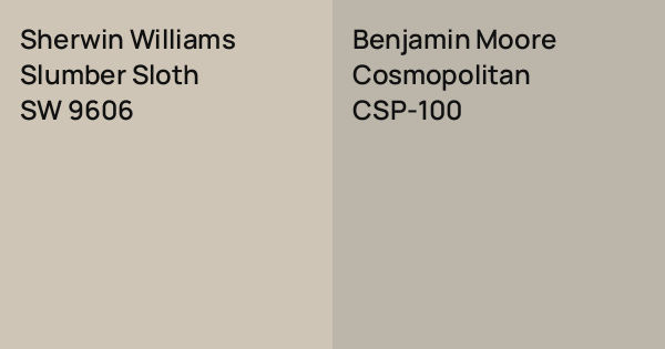 Sherwin Williams Slumber Sloth vs. Benjamin Moore Cosmopolitan comparison