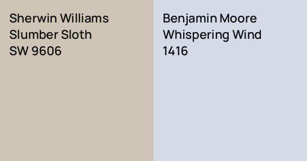 Sherwin Williams Slumber Sloth vs. Benjamin Moore Whispering Wind ...