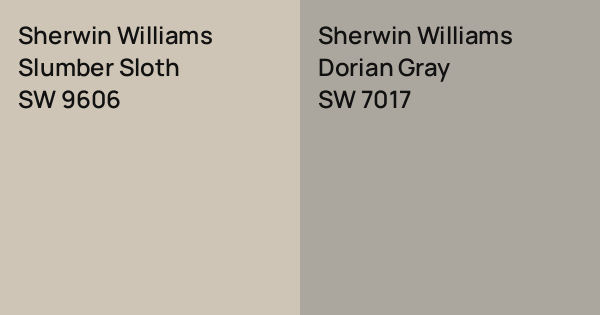 Sherwin Williams Slumber Sloth vs. Sherwin Williams Dorian Gray comparison