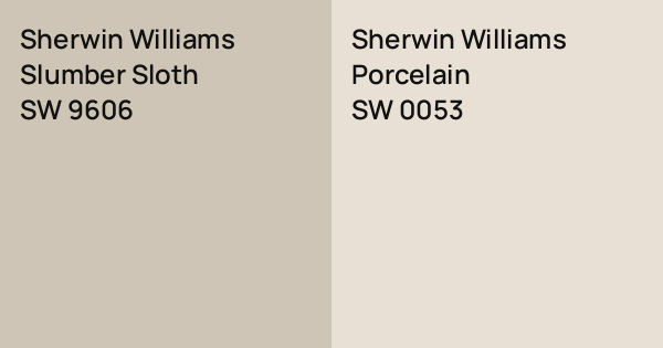 Sherwin Williams Slumber Sloth vs. Sherwin Williams Porcelain comparison