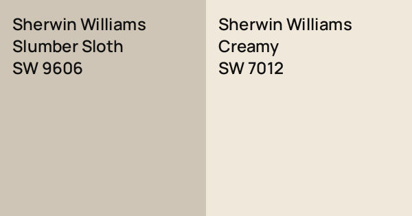 Sherwin Williams Slumber Sloth vs. Sherwin Williams Creamy comparison