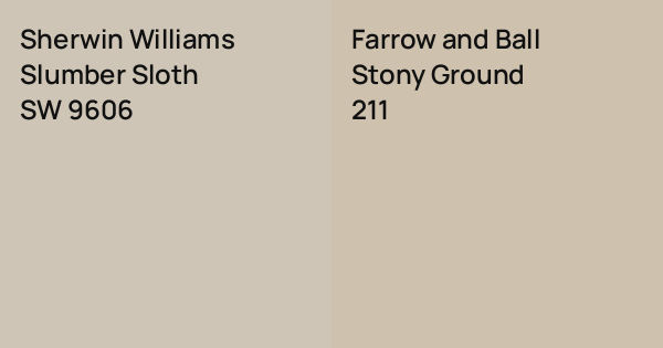 Sherwin Williams Slumber Sloth vs. Farrow and Ball Stony Ground comparison