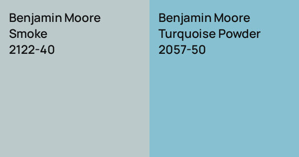 Benjamin Moore Smoke vs. Benjamin Moore Turquoise Powder comparison