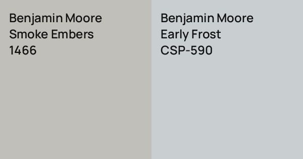 Benjamin Moore Smoke Embers vs. Benjamin Moore Early Frost comparison
