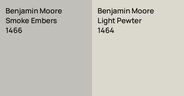 Benjamin Moore Smoke Embers vs. Benjamin Moore Light Pewter comparison