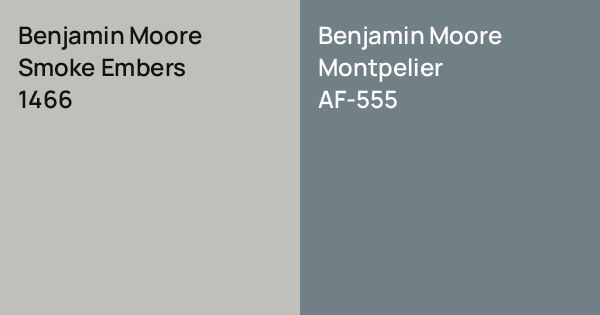 Benjamin Moore Smoke Embers vs. Benjamin Moore Montpelier comparison