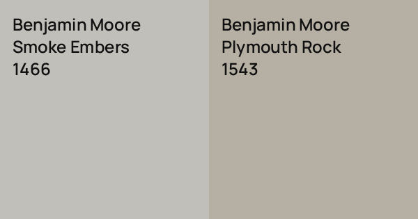 Benjamin Moore Smoke Embers vs. Benjamin Moore Plymouth Rock comparison