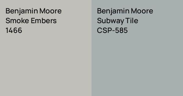 Benjamin Moore Smoke Embers vs. Benjamin Moore Subway Tile comparison