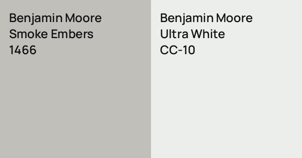 Benjamin Moore Smoke Embers vs. Benjamin Moore Ultra White comparison