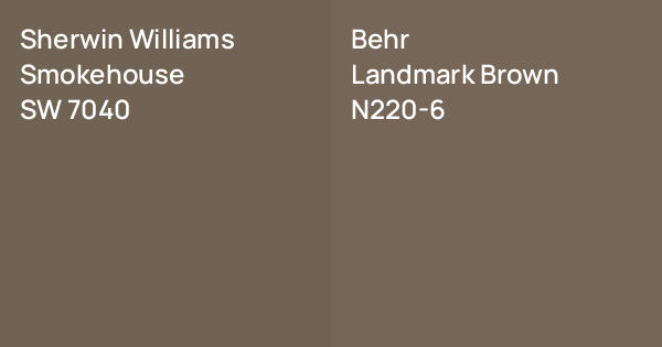 Sherwin Williams Smokehouse vs. Behr Landmark Brown comparison