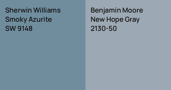 Sherwin Williams Smoky Azurite vs. Benjamin Moore New Hope Gray comparison
