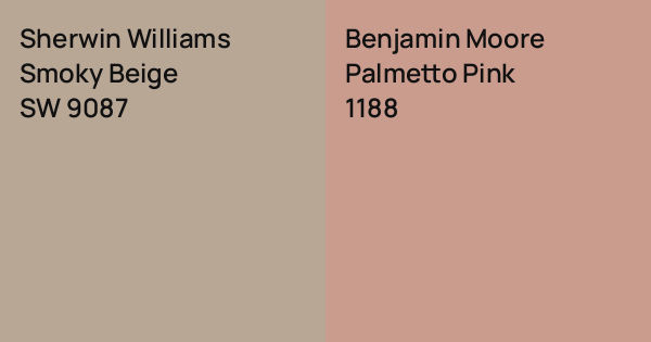 Sherwin Williams Smoky Beige vs. Benjamin Moore Palmetto Pink comparison
